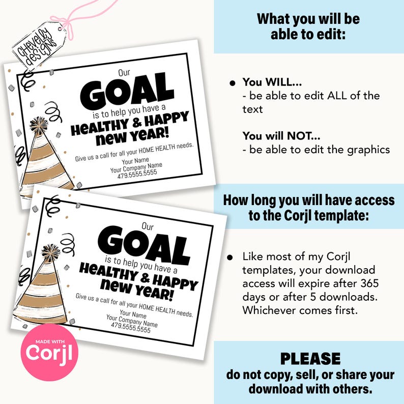 Editable - Our Goal Healthy Happy New Year - Referral Marketing Gift ...