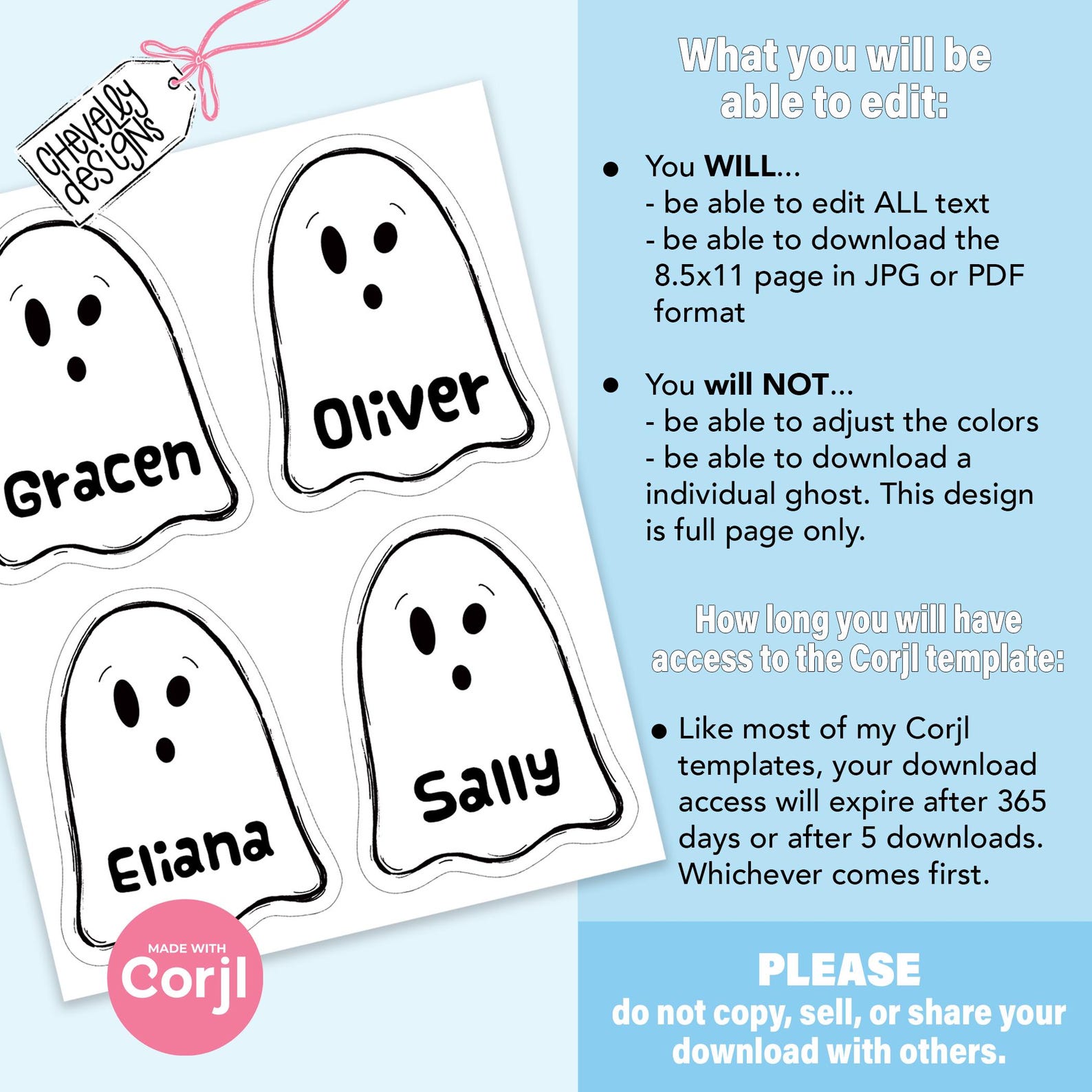 EDITABLE - Ghost Gift Tag - Halloween Treats for Kids - Printable ...