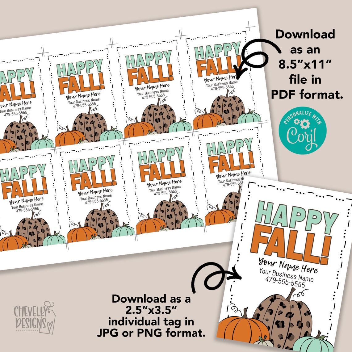 EDITABLE - Happy Fall Pumpkin Gift Tags - Printable Digital File ...