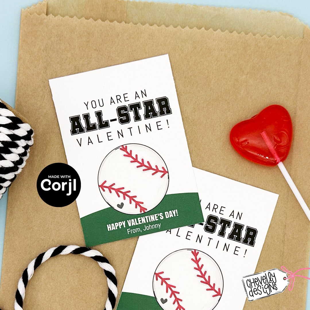 EDITABLE - You Are an All Star Valentine - Baseball, Sports, Student ...