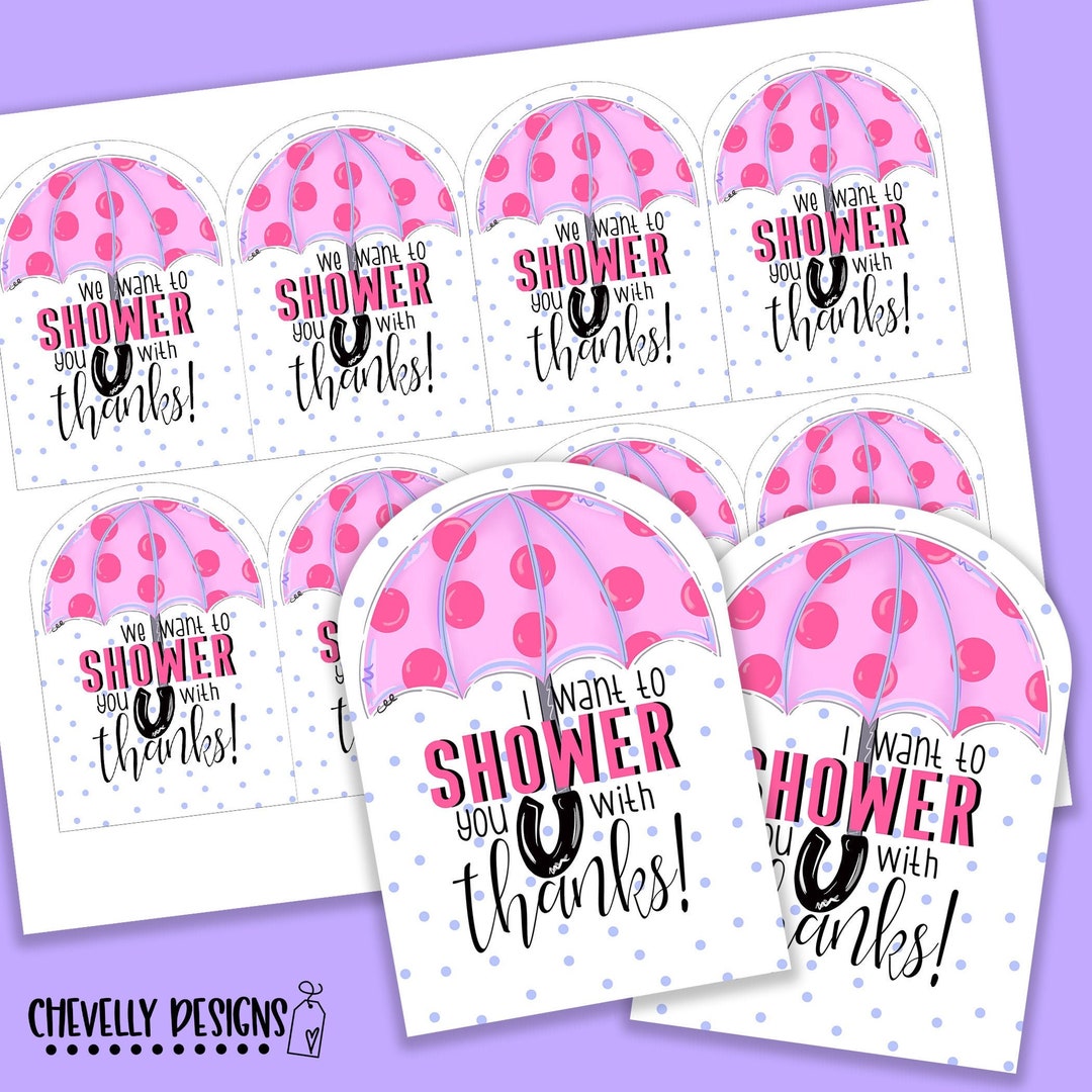 Printable Shower You With Thanks - Gift Tags >>>instant Digital Download