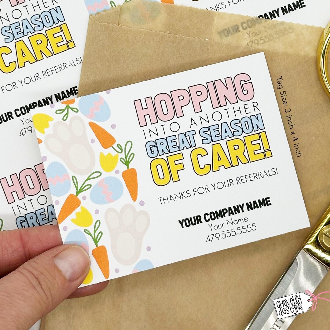 Editable Printable Easter Referral Marketing Gift Tags, Hopping Into ...