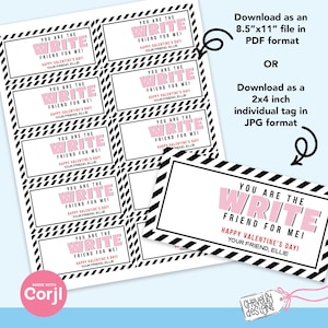 EDITABLE - You Are the Write Friend for Me - Student Valentine Cards ...