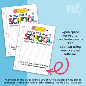 Printable Restaurant Gift Card Holder - Back to School - Dinner is on ...