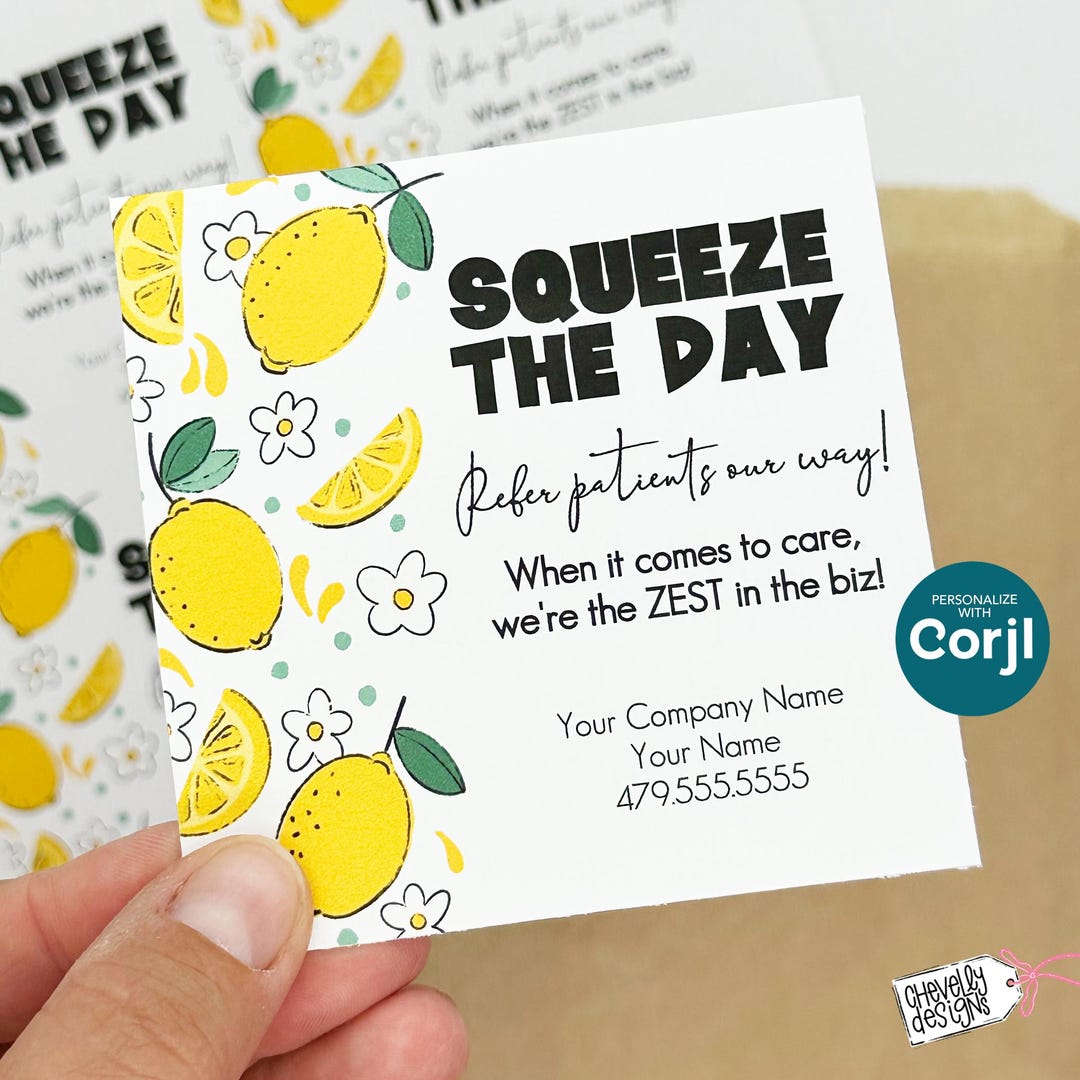EDITABLE - Printable Referral Gift Tags, Squeeze the Day, Lemon ...