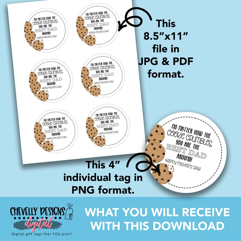 Printable Cookie Father's Day Gift Tags Ht051e INSTANT - Etsy