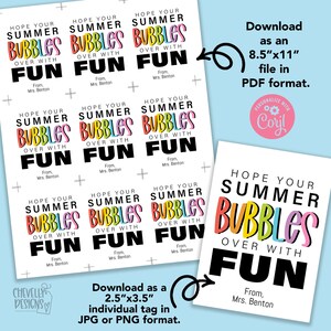 Editable - Hope Your Summer Bubbles Over With Fun - End of School ...