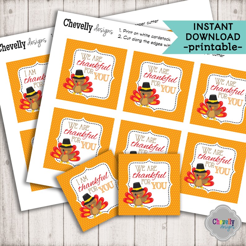 INSTANT DOWNLOAD Thankful for You 3 Tags Turkey Tags - Etsy