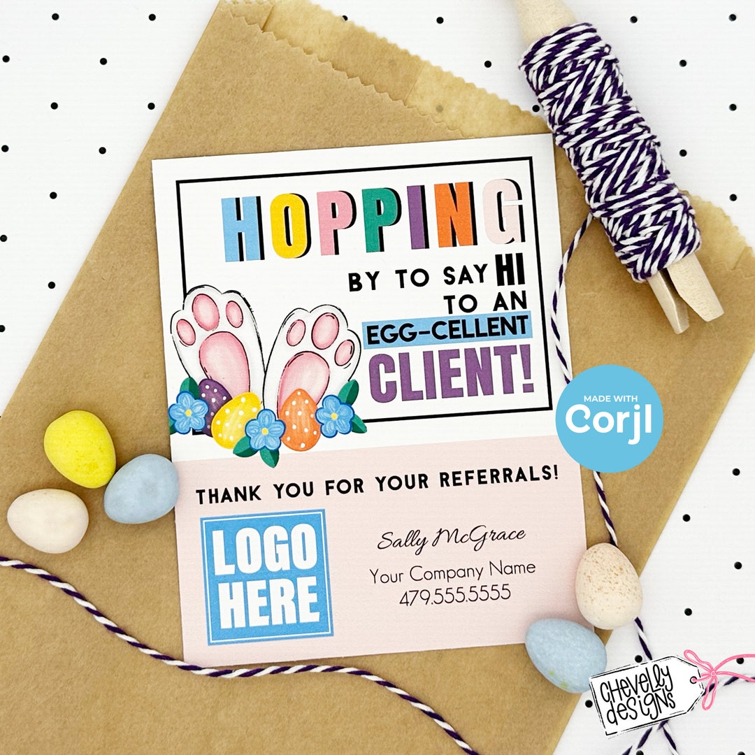 EDITABLE - Hopping by to Say Hi to an Egg-cellent Client - Easter ...