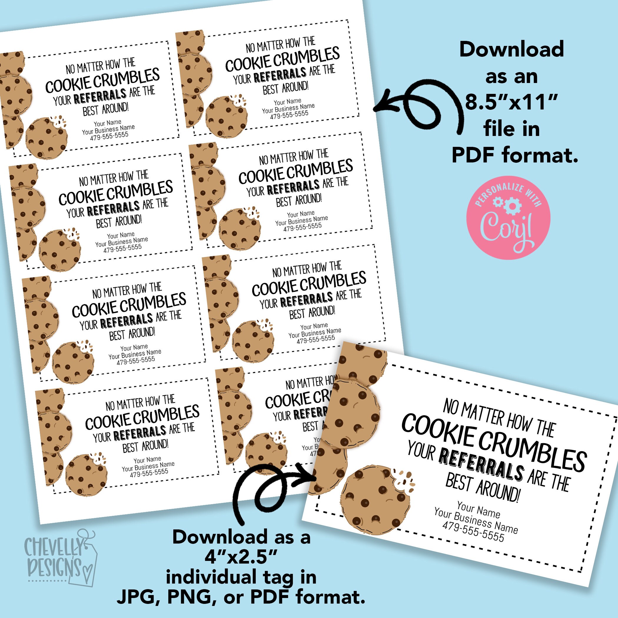 Editable - No Matter How Cookie Crumbles - Referral Gift Tags ...