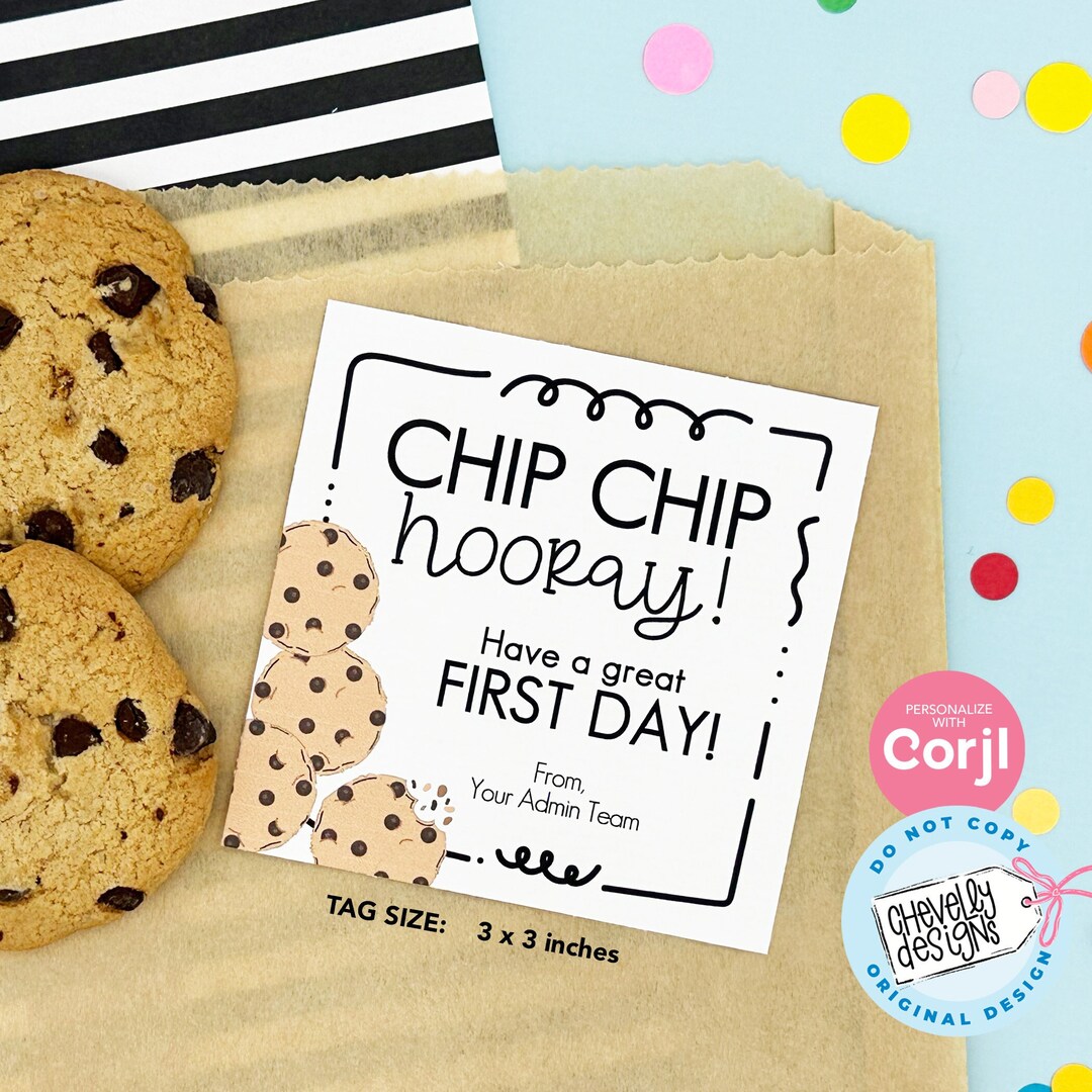 EDITABLE - Back to School Cookie Gift Tag - Chip Chip Hooray ...