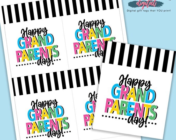 Happy Grandparents Day - Mini Candy Bar Wrappers, Round Candy Stickers ...
