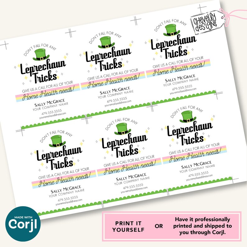 Editable Referral Gift Tag: Leprechaun Tricks, St Patrick Home Health ...