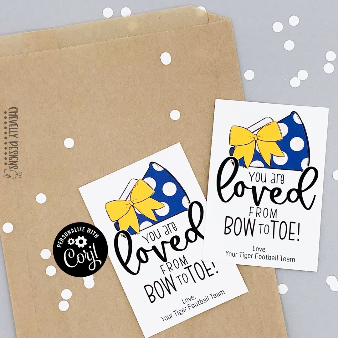 Editable - Gift Tags for Cheerleaders - Yellow Gold and Royal Blue ...