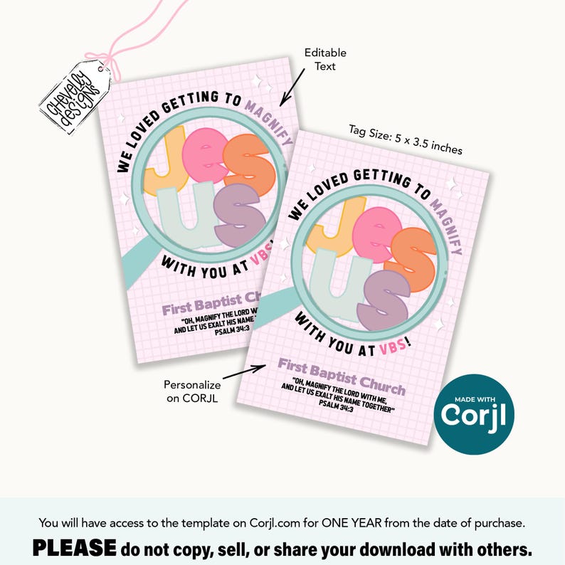 Editable VBS Gift Tags Printable – Magnifying Jesus Theme – Vacation ...