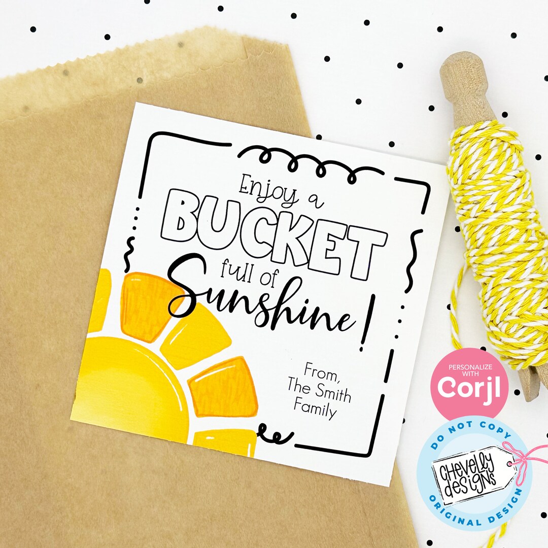 Editable Bucket Full of Sunshine - Summer Gift Tag - Printable Digital ...