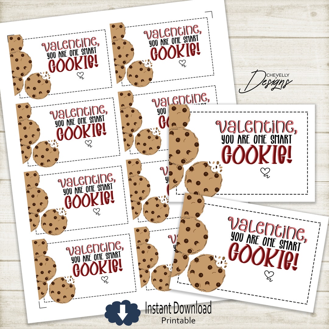 Smart Cookie Valentines | Printable - Digital File | Cookie Gift Tags ...