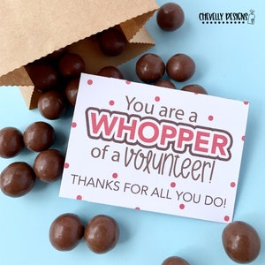 Printable Whopper of a Volunteer Whoppers Gift Tags - Etsy