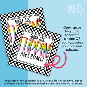 Printable Gift Tags - You Are FLIPPIN' Awesome! - Instant Digital ...