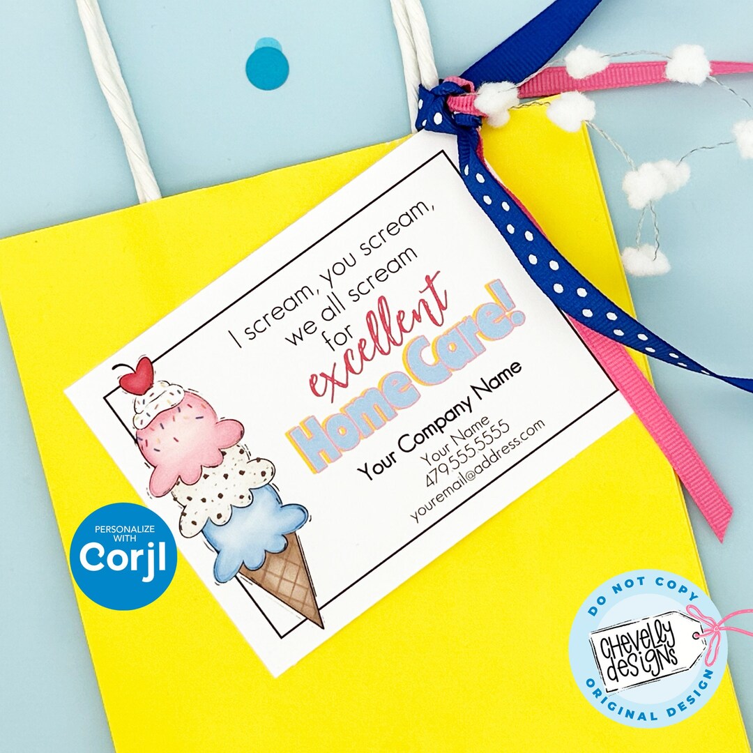 EDITABLE - I Scream, You Scream - Ice Cream Cone Business Referral Gift ...