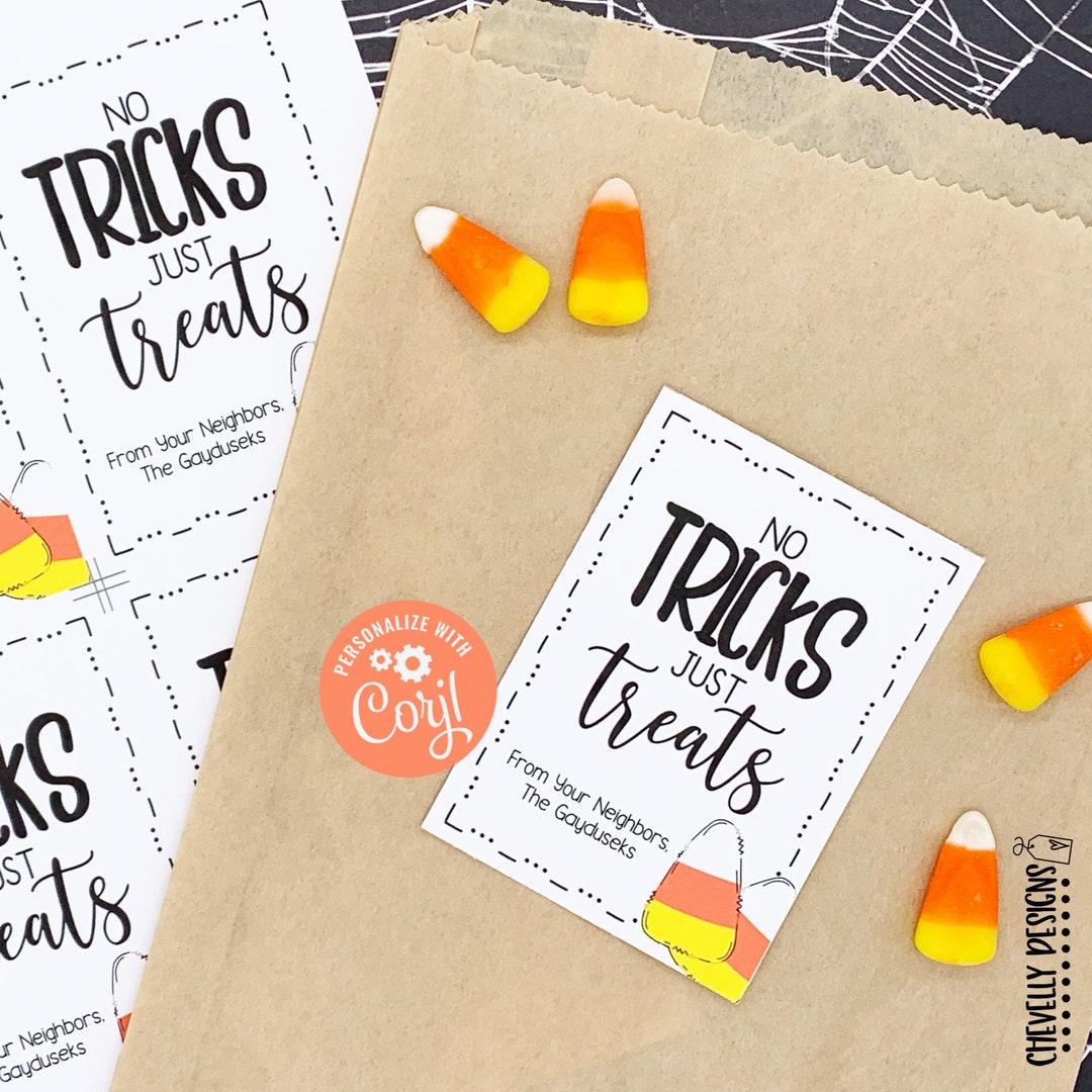 EDITABLE - No Tricks Just Treats - Candy Corn Halloween Gift Tags ...