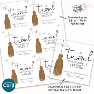 Editable Graduation Party Favor Gift Tags, the Tassel Was Worth the ...