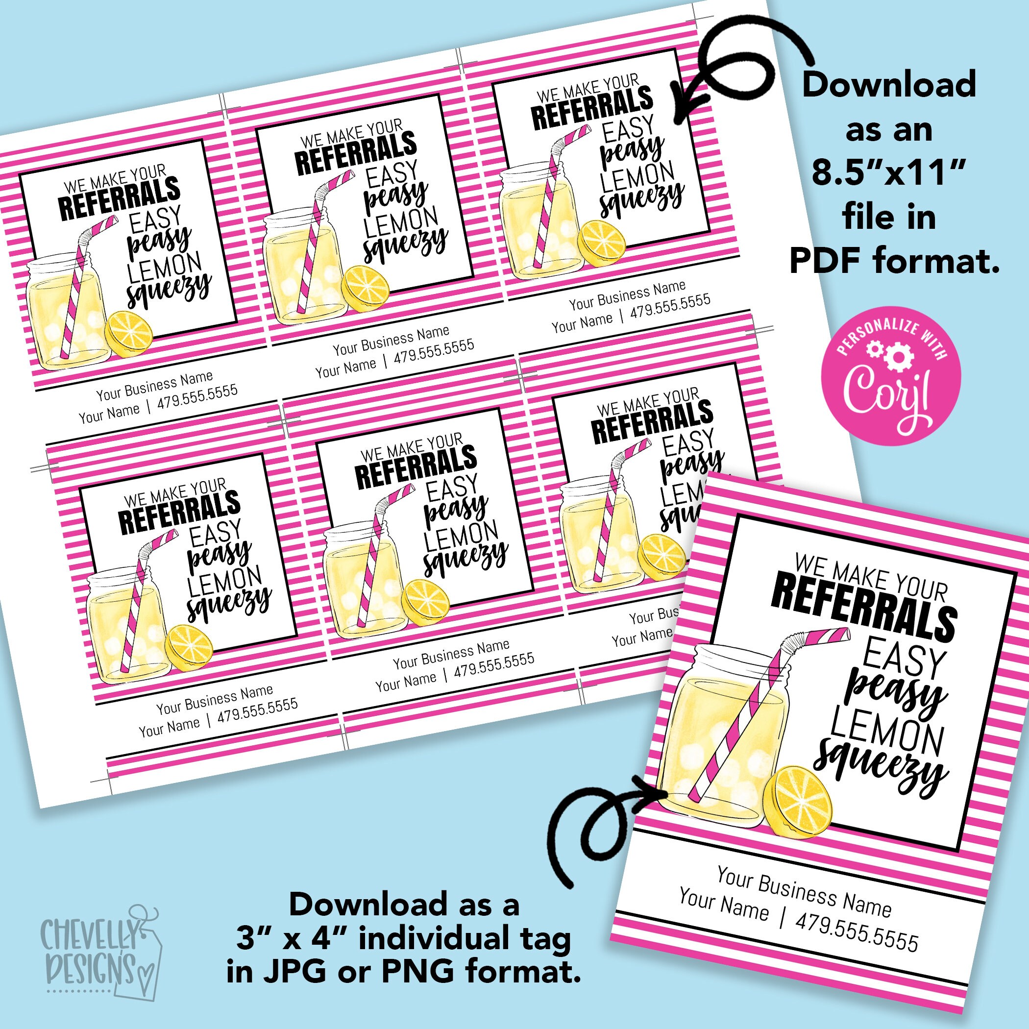EDITABLE - We Make Your Referrals Easy Peasy Lemon Squeeze - Printable ...