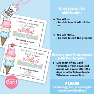EDITABLE - I Scream, You Scream - Ice Cream Cone Business Referral Gift ...