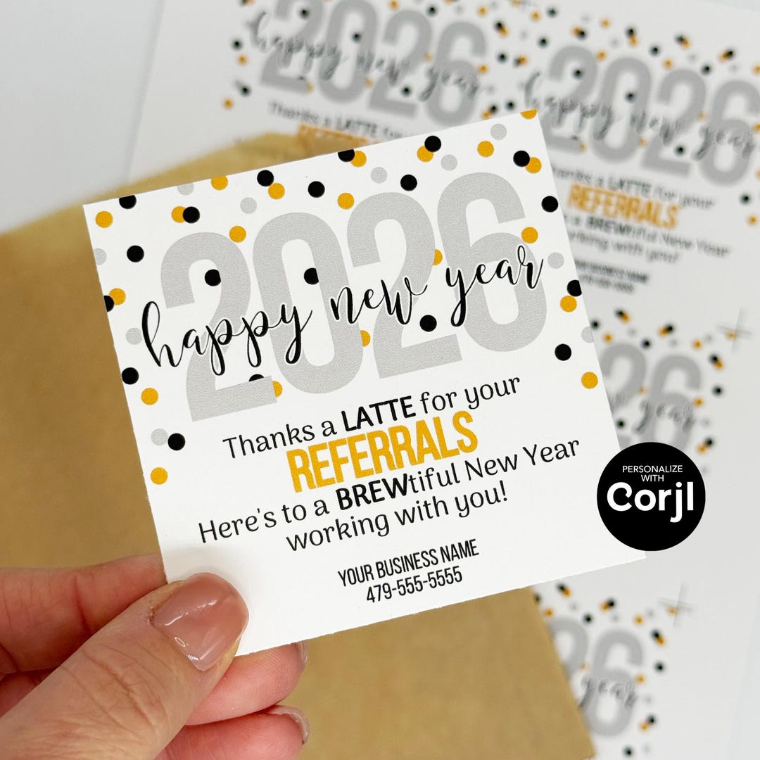 Editable - 2026 Happy New Year Referral Marketing Gift Tags - Printable ...