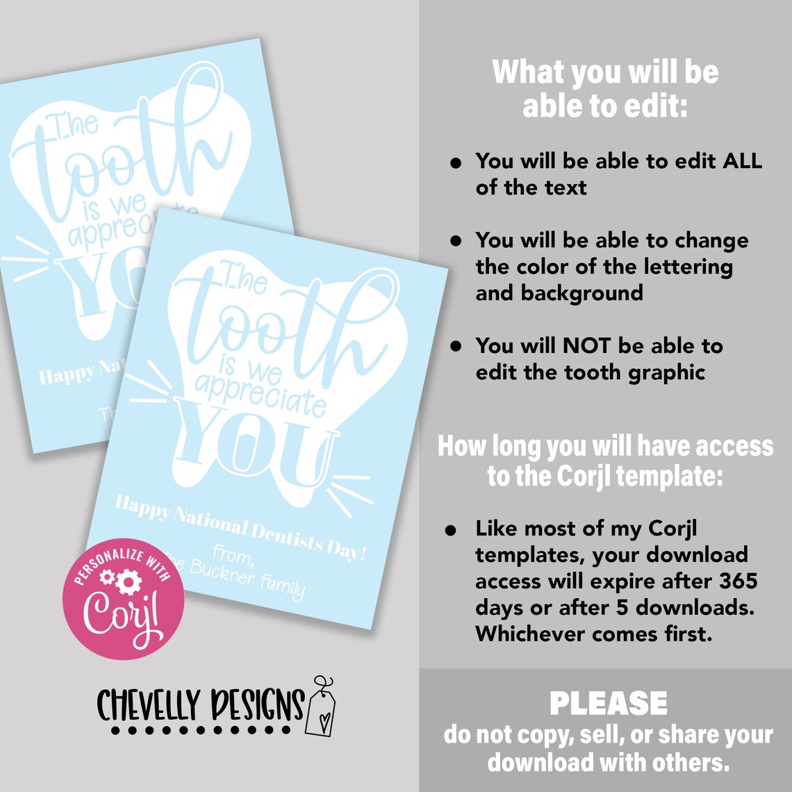 Editable - Dental Appreciation Gift Tags - the Tooth is - Printable ...