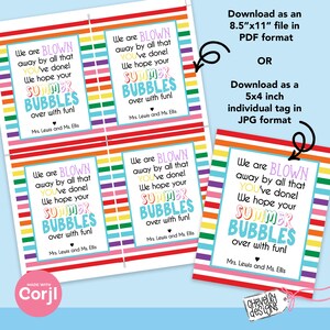Editable - Blown Away End of School Student Gift Tags for Bubbles ...
