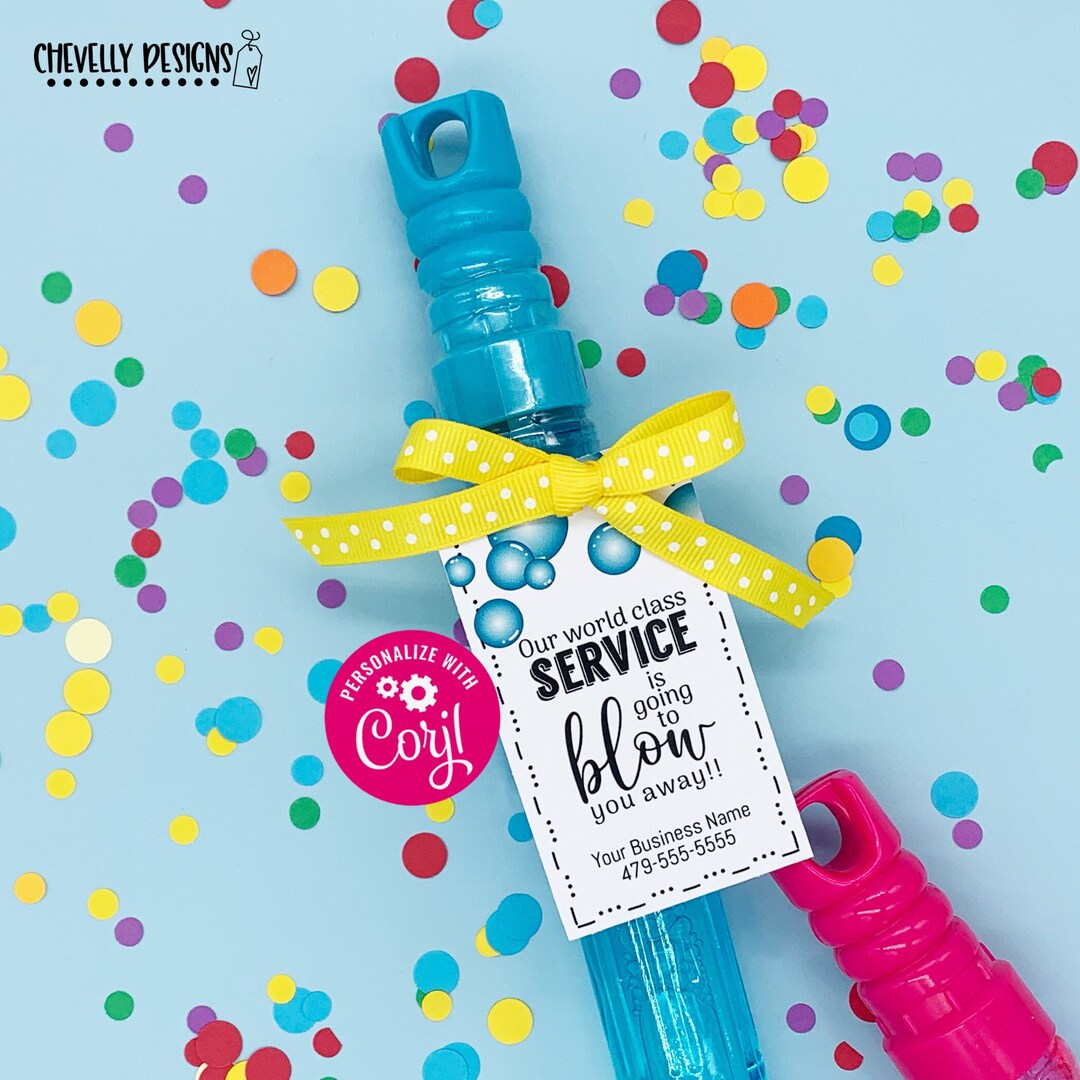 Editable - Service Will Blow You Away - Business Referral Gift Tags for ...