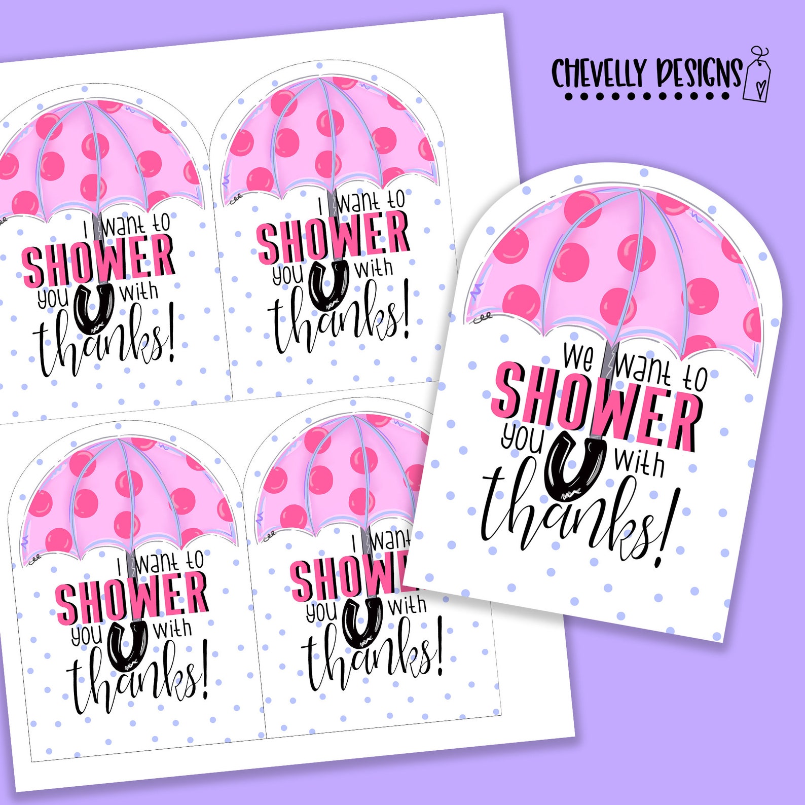Printable Shower You With Thanks Gift Tags - Etsy