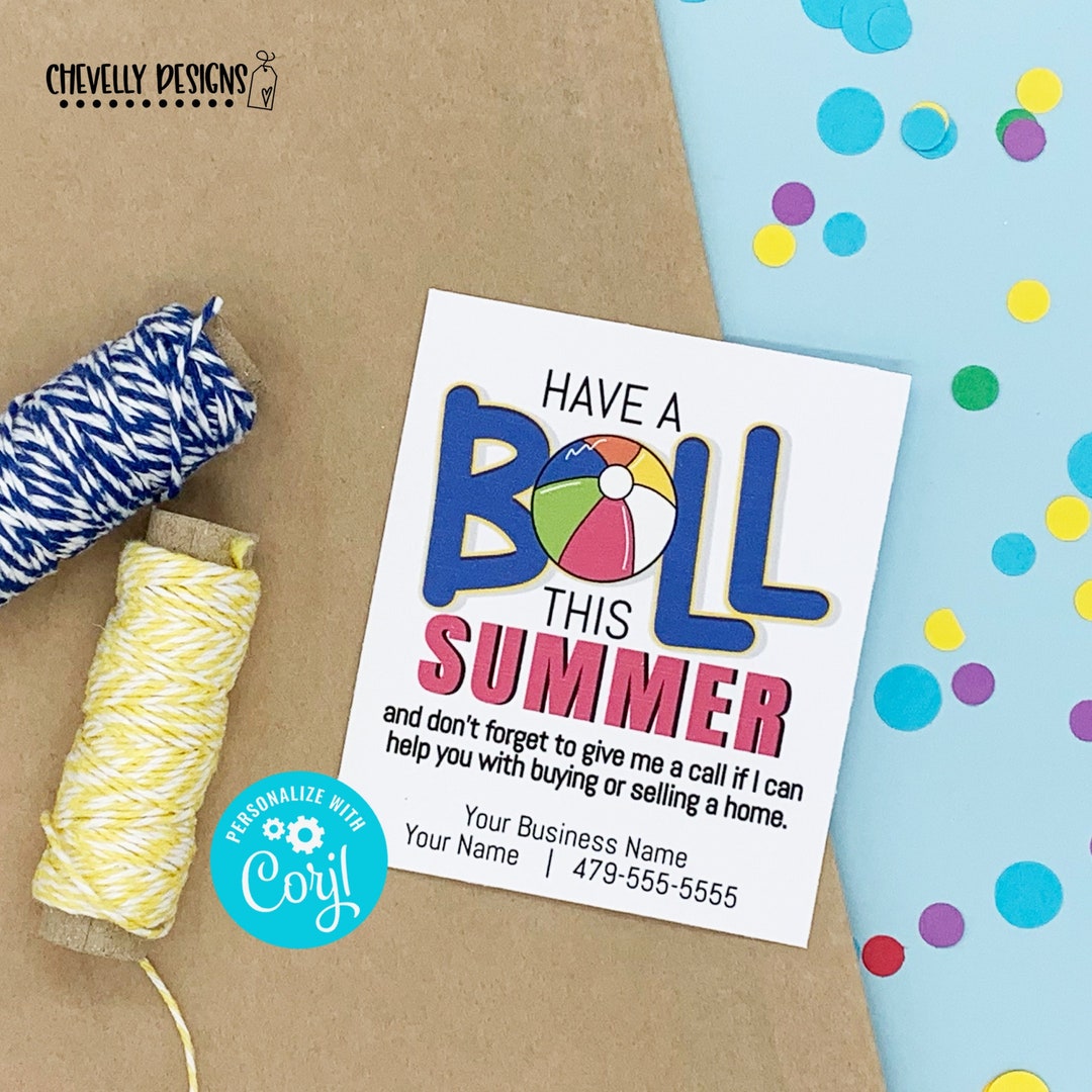 Editable - Have a Ball This Summer - Business Referrals Gift Tags ...