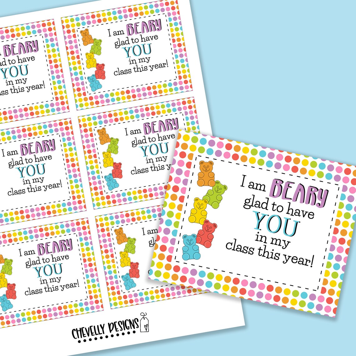 Printable Glad You Are in My Class Gummy Bear Gift Tags - Etsy