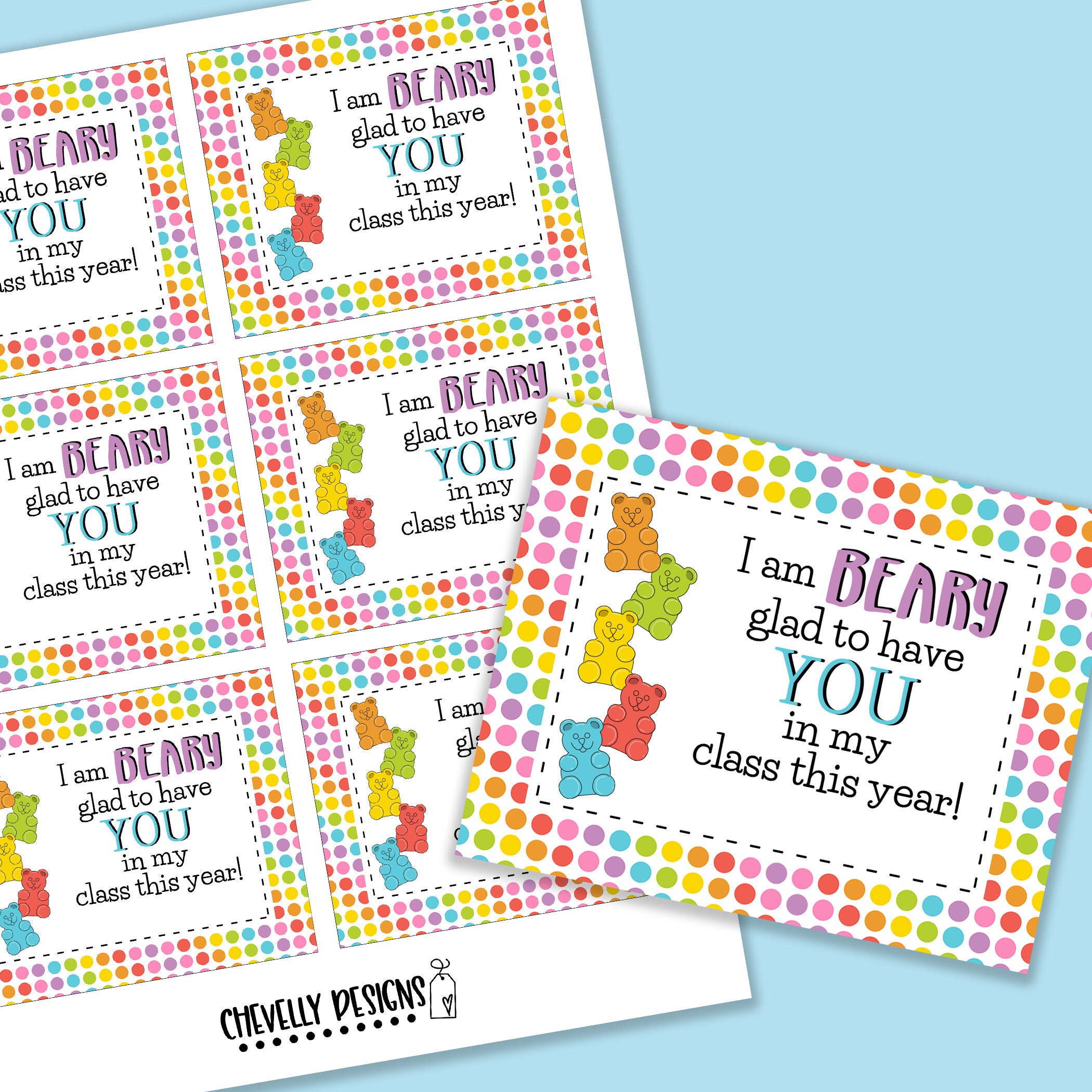 Printable Glad You Are in My Class Gummy Bear Gift Tags | Etsy