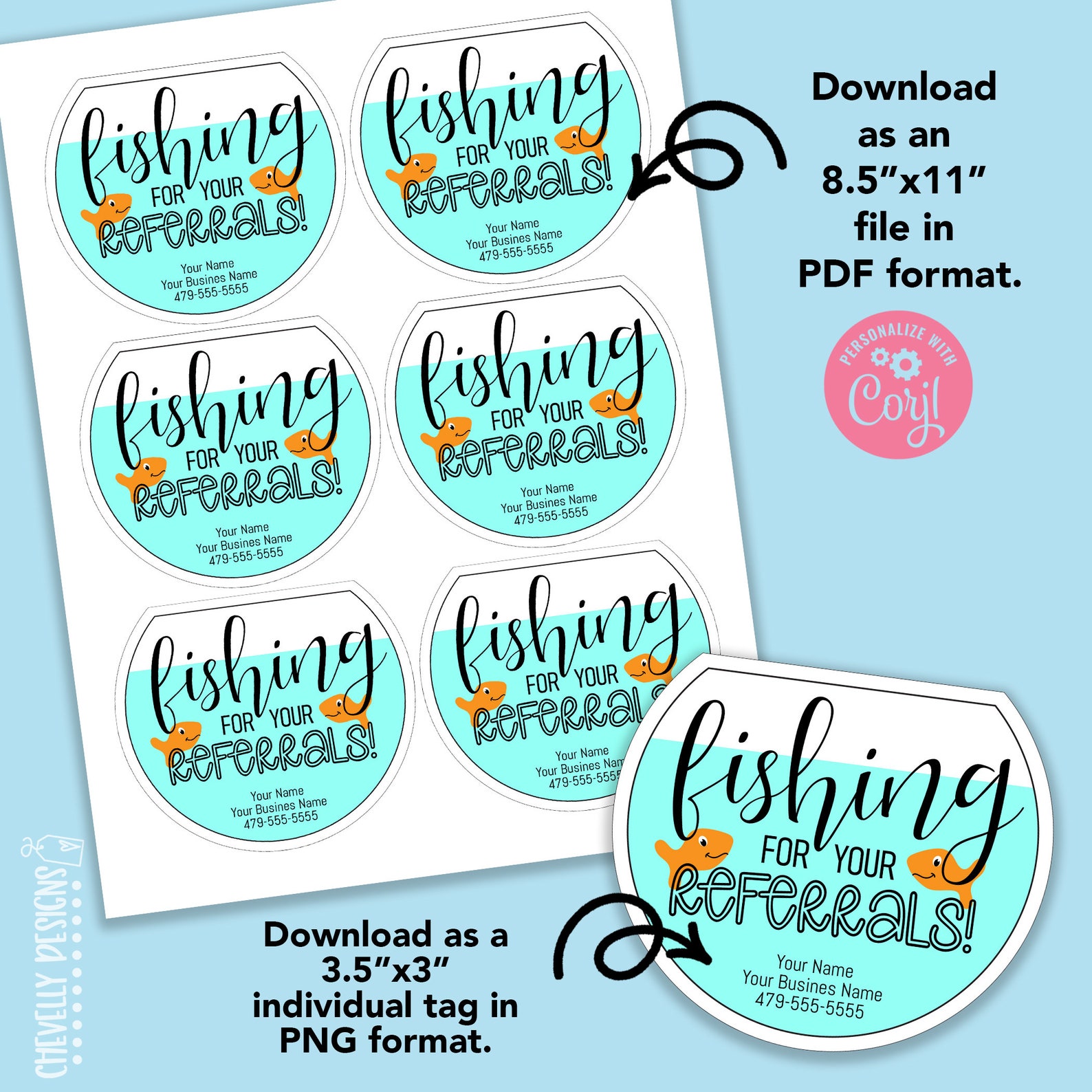 Editable Fishing for Your Referrals Gift Tags Printable - Etsy