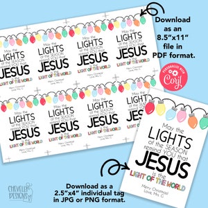 EDITABLE - Jesus, Light of the World - Printable String of Christmas ...