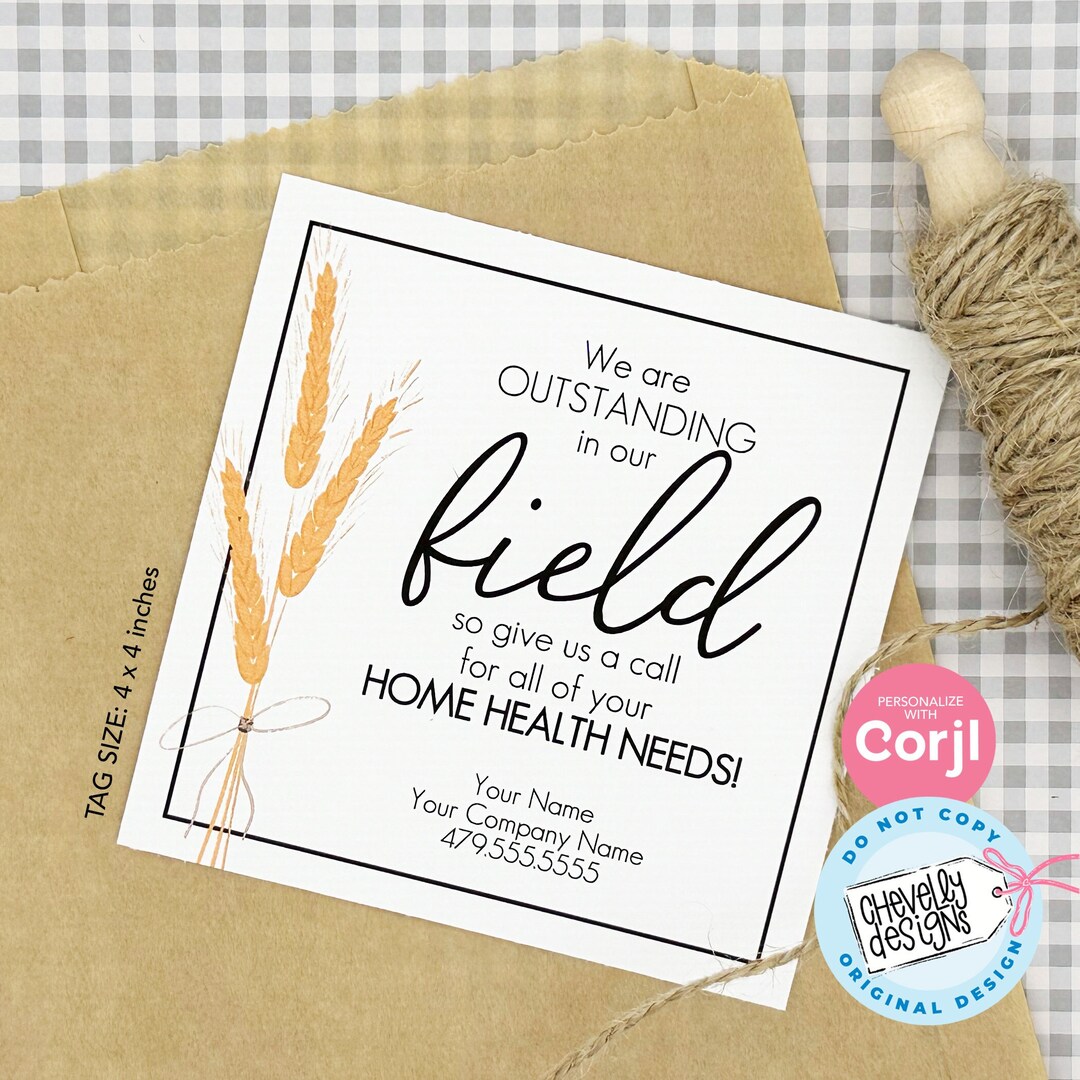 Editable Referral Gift Tags - Outstanding in Our Field - Wheat, Fall ...
