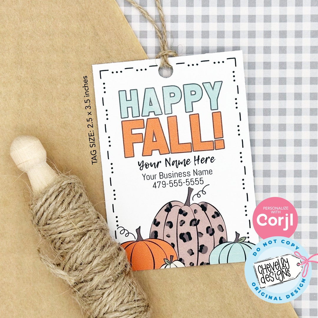 EDITABLE - Happy Fall Pumpkin Gift Tags - Printable Digital File ...