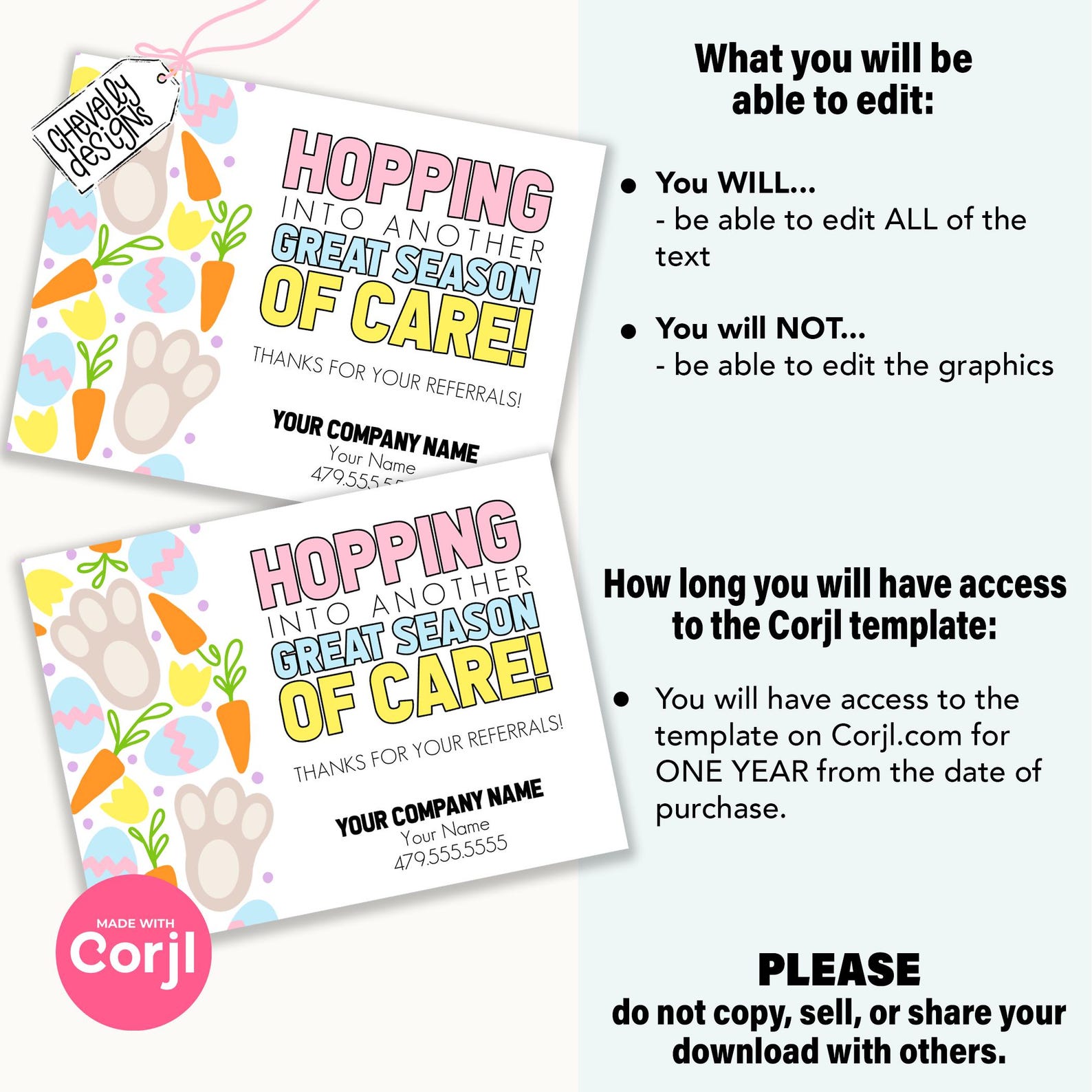 Editable Printable Easter Referral Marketing Gift Tags, Hopping Into ...