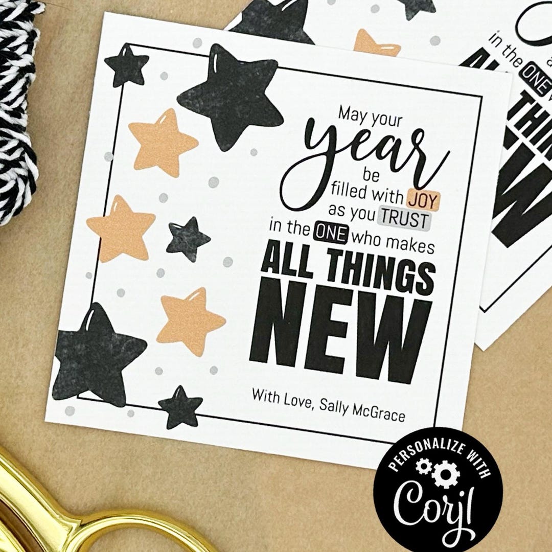 Editable - All Things New - Religious New Years Gift Tags - Printable ...