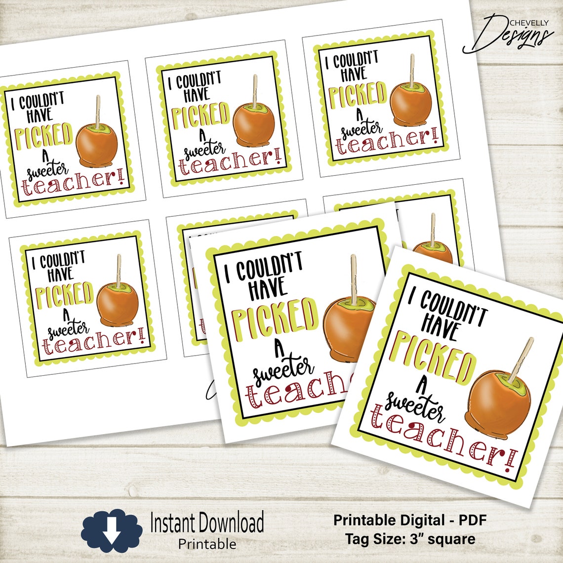 Caramel Apple Gift Tag Printable digital file picked | Etsy