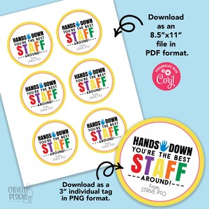 EDITABLE Hands Down You're the Best Staff Appreciation Gift Tags ...