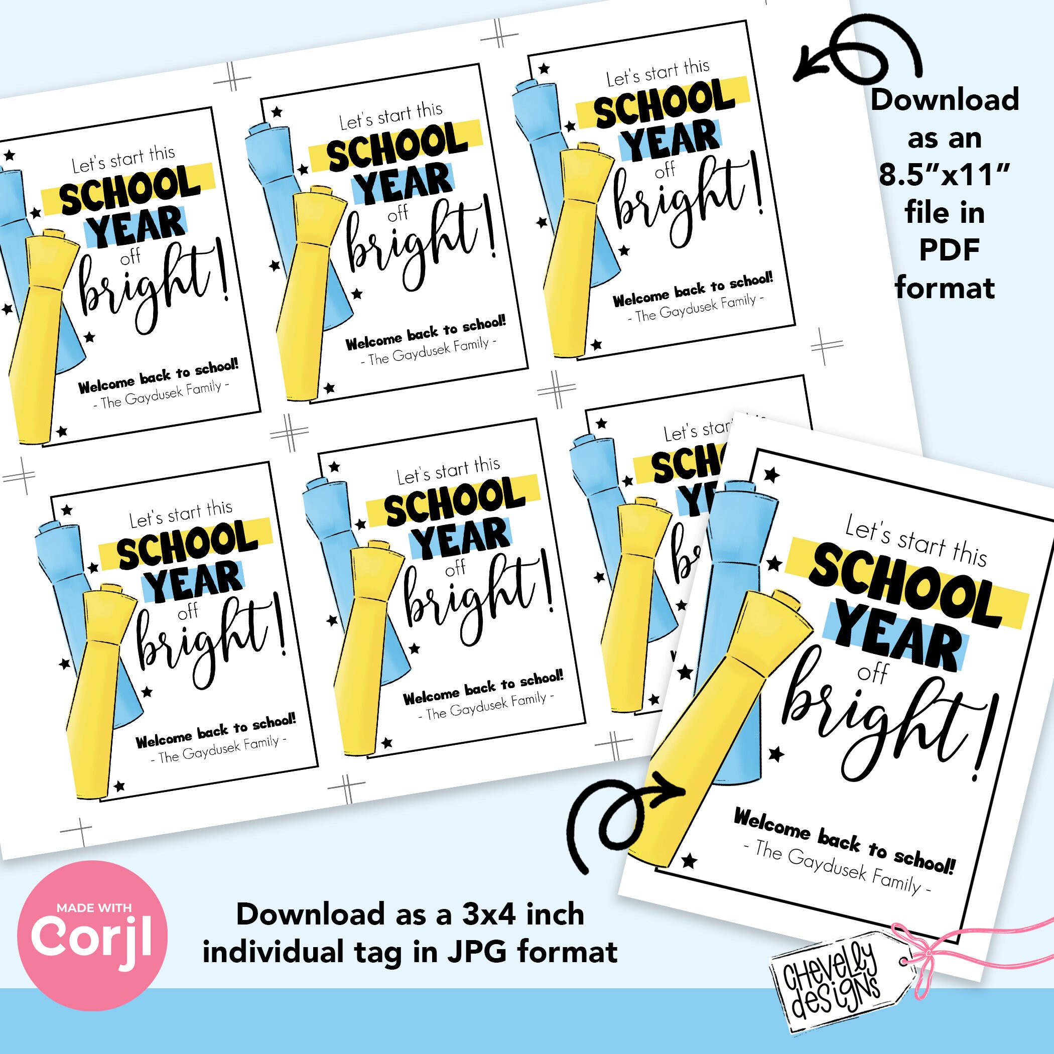 EDITABLE - Let's Start School Year off Bright - Teacher or Student ...