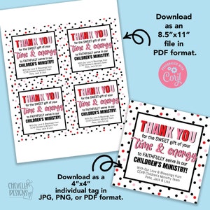 Editable - Children's Ministry Volunteer Appreciation Gift Tags ...