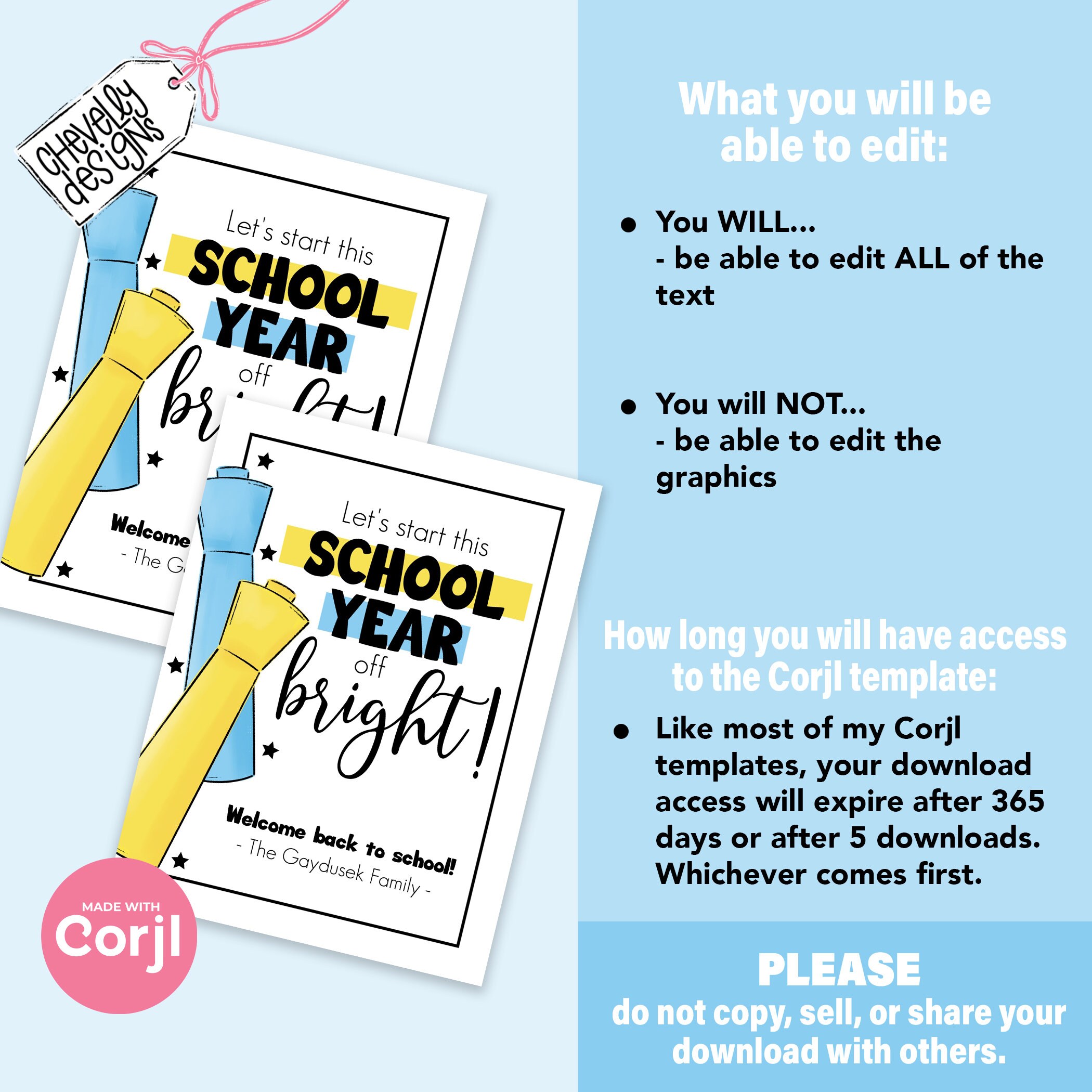 EDITABLE - Let's Start School Year off Bright - Teacher or Student ...
