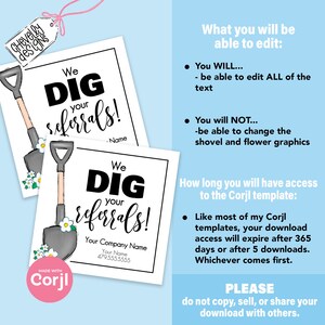 EDITABLE - We Dig Your Referrals - Shovel Flowers - Spring Business ...