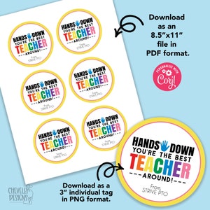 EDITABLE - Hands Down You're the Best Teacher - Appreciation Gift Tags ...