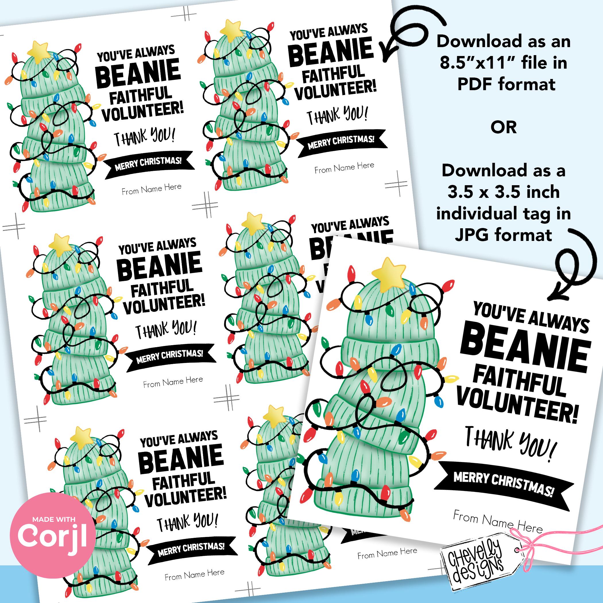 EDITABLE - You've Always Beanie Faithful Volunteer - Christmas Ministry ...